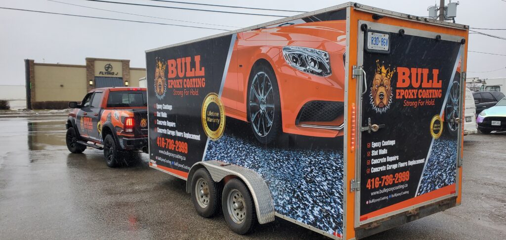 Bull Epoxy Coating Enclosed Trailer Full Vinyl Wrap - Printam