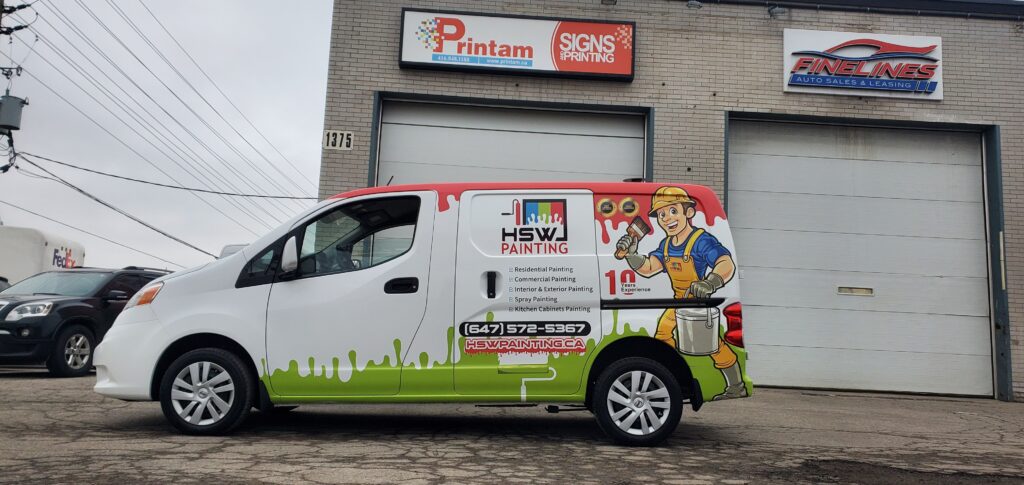 HSW Painting Mini Van Vinyl Partial Wrap - Printam