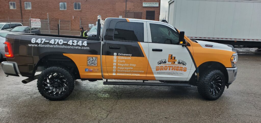 4 Brothers Finish Concrete Pickup Truck Vinyl Full Wrap - Printam