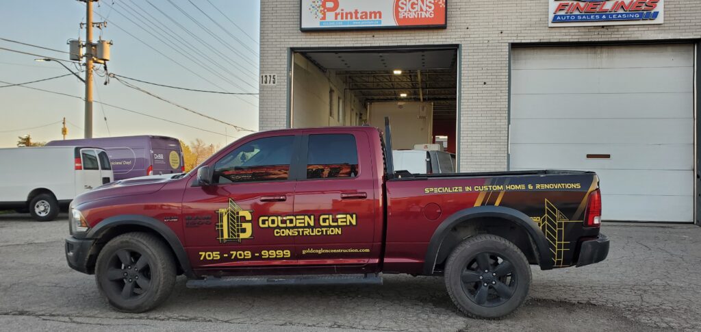 Golden Glen Construction Pickup Truck Vinyl Decals - Printam